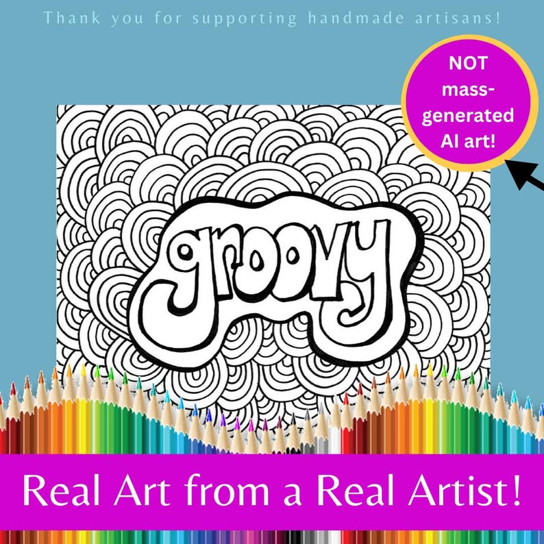 Groovy Retro Coloring Page: Boho Nature Art (instant Download) - Etsy