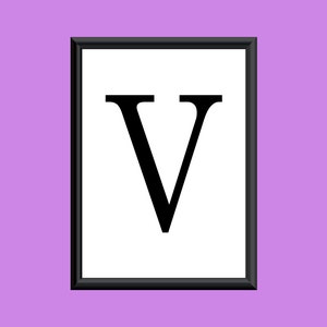 Typography Digital Print Monogram Initial Wall Art Century Letter V - Etsy