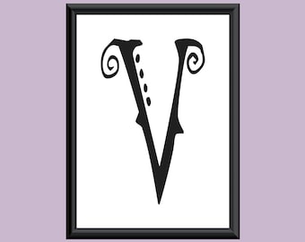 Typography Digital Print Monogram Initial Wall Art Carmencita | Etsy