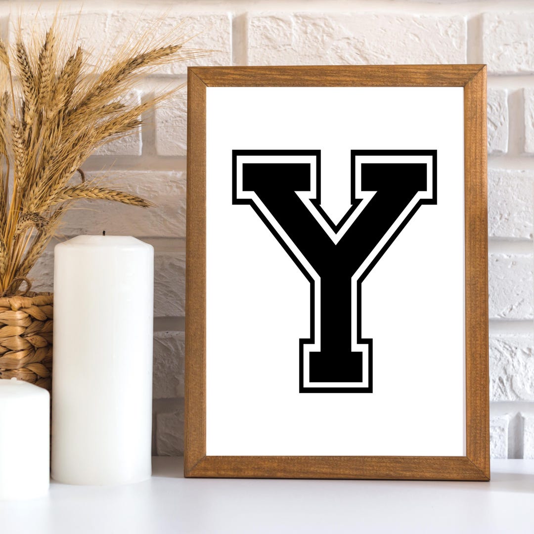 Letter Y Varsity Font Print: Monogram Wall Art (digital Download) - Etsy