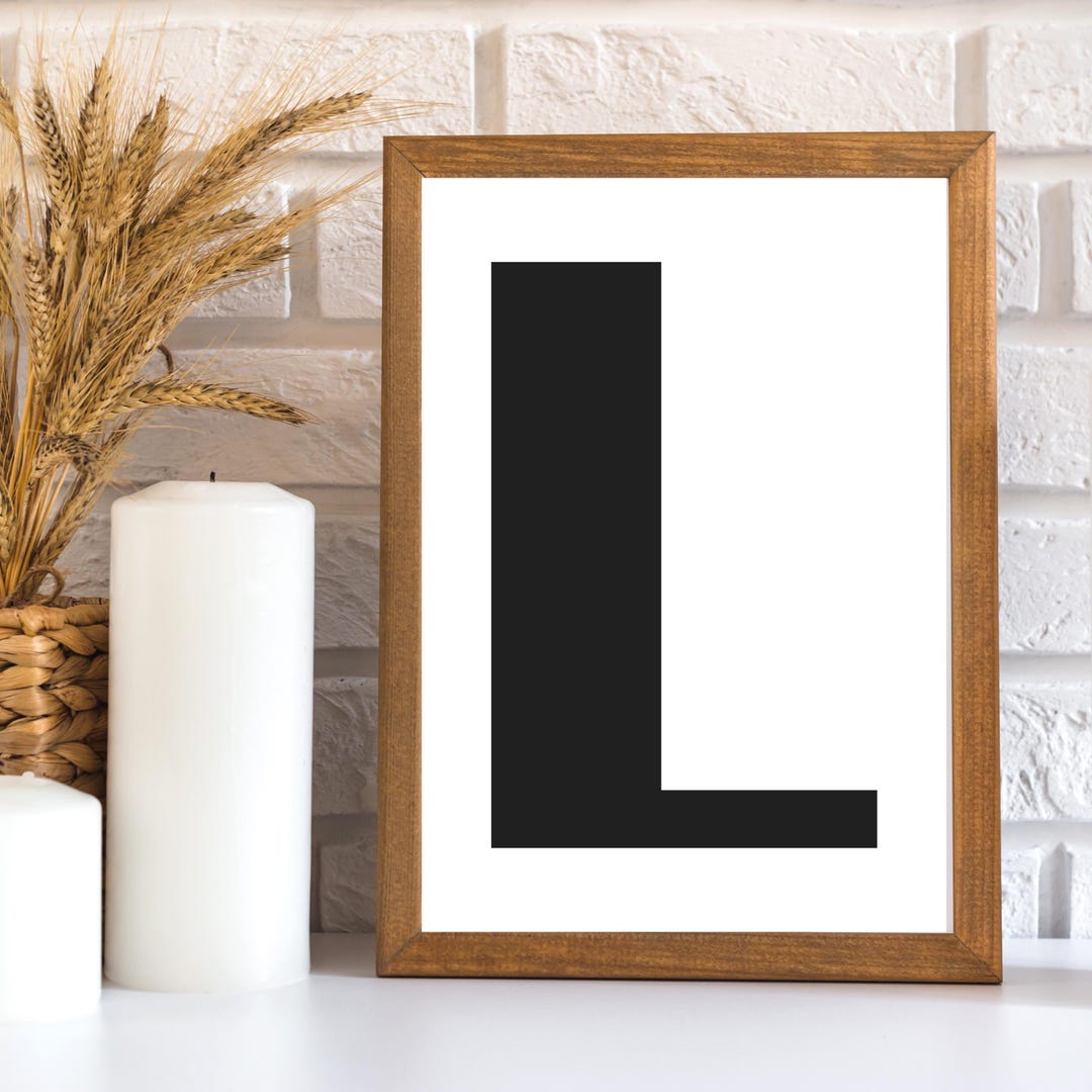 Monogram Letter L Print: Boogie Nights Font, Typography Wall Art ...