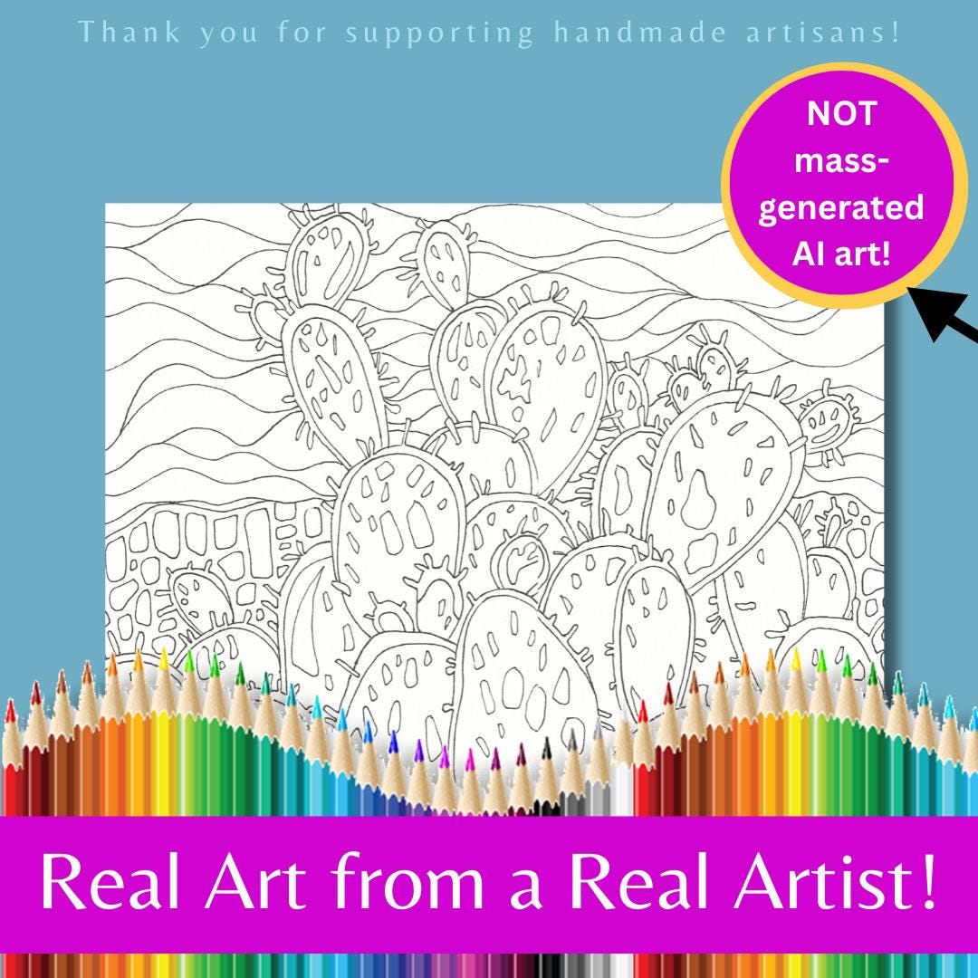 Prickly Pear Cactus Coloring Page: Boho Nature Art (instant Download ...