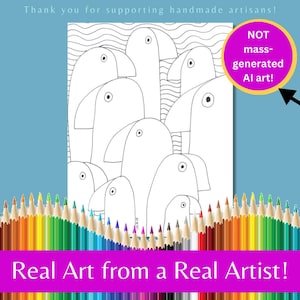 Flock of Birds Coloring Page: Boho Nature Art (instant Download) - Etsy