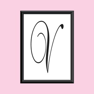 Typography Digital Print Monogram Initial Wall Art Brockscript Letter V ...