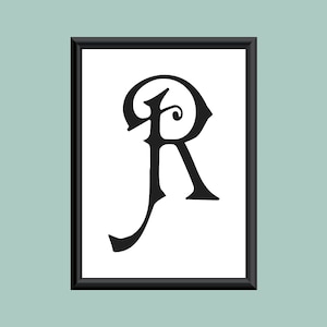 Typography Digital Print Monogram Initial Wall Art Carmencita Letter R ...