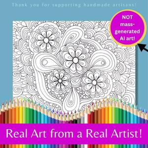 Flower Doodle Coloring Page Boho Aesthetic Nature Retro Relaxation Gift ...