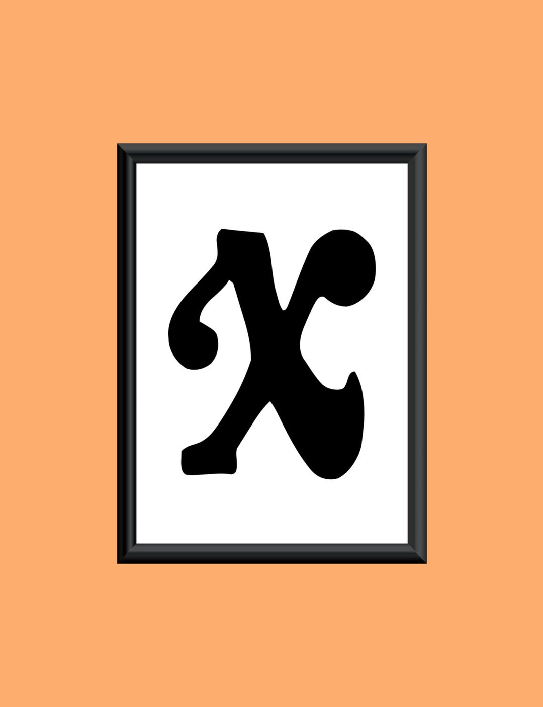 Typography Digital Print Monogram Initial Wall Art Sixties Letter X - Etsy