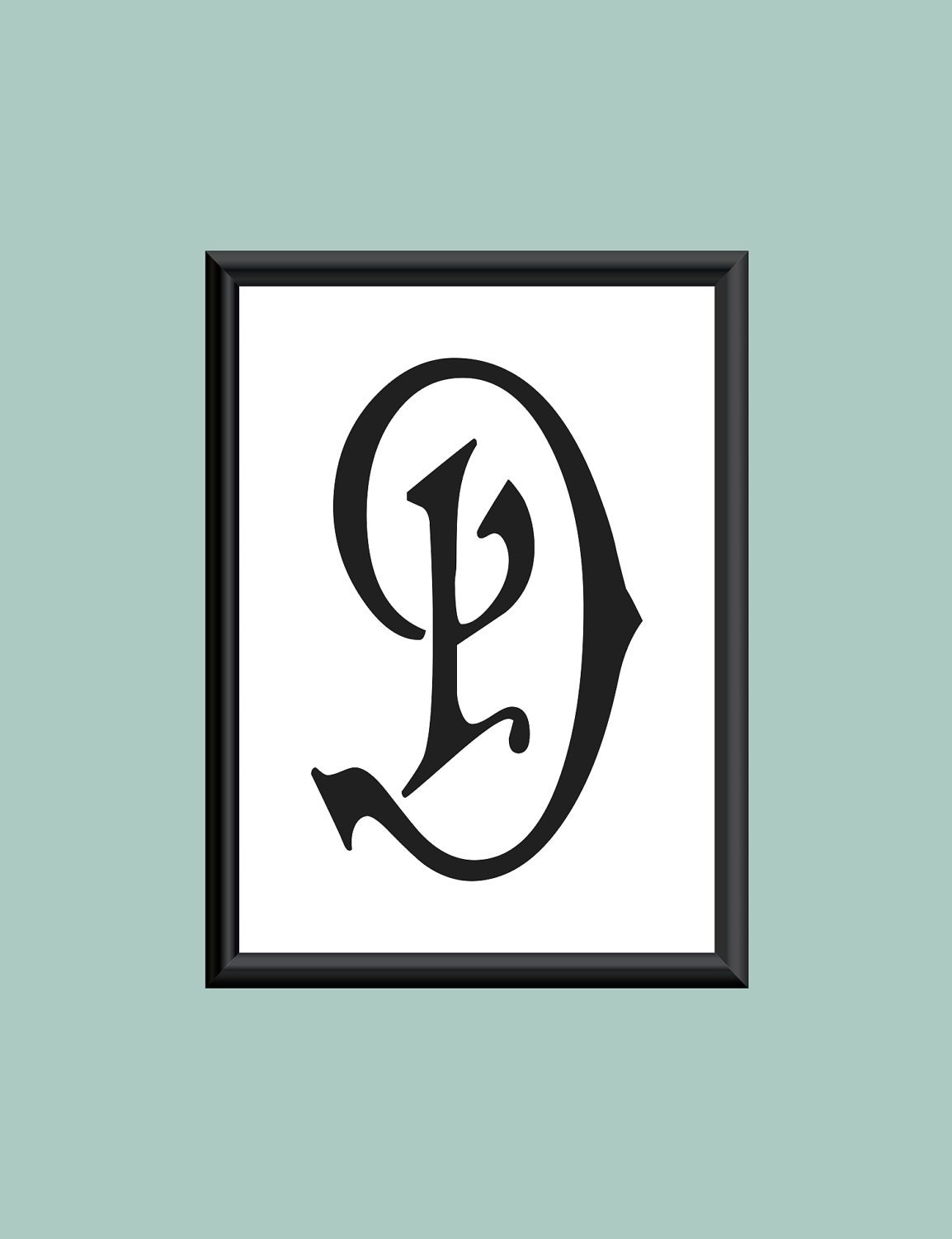 Typography DIGITAL PRINT Monogram Initial Wall Art Carmencita Letter D ...