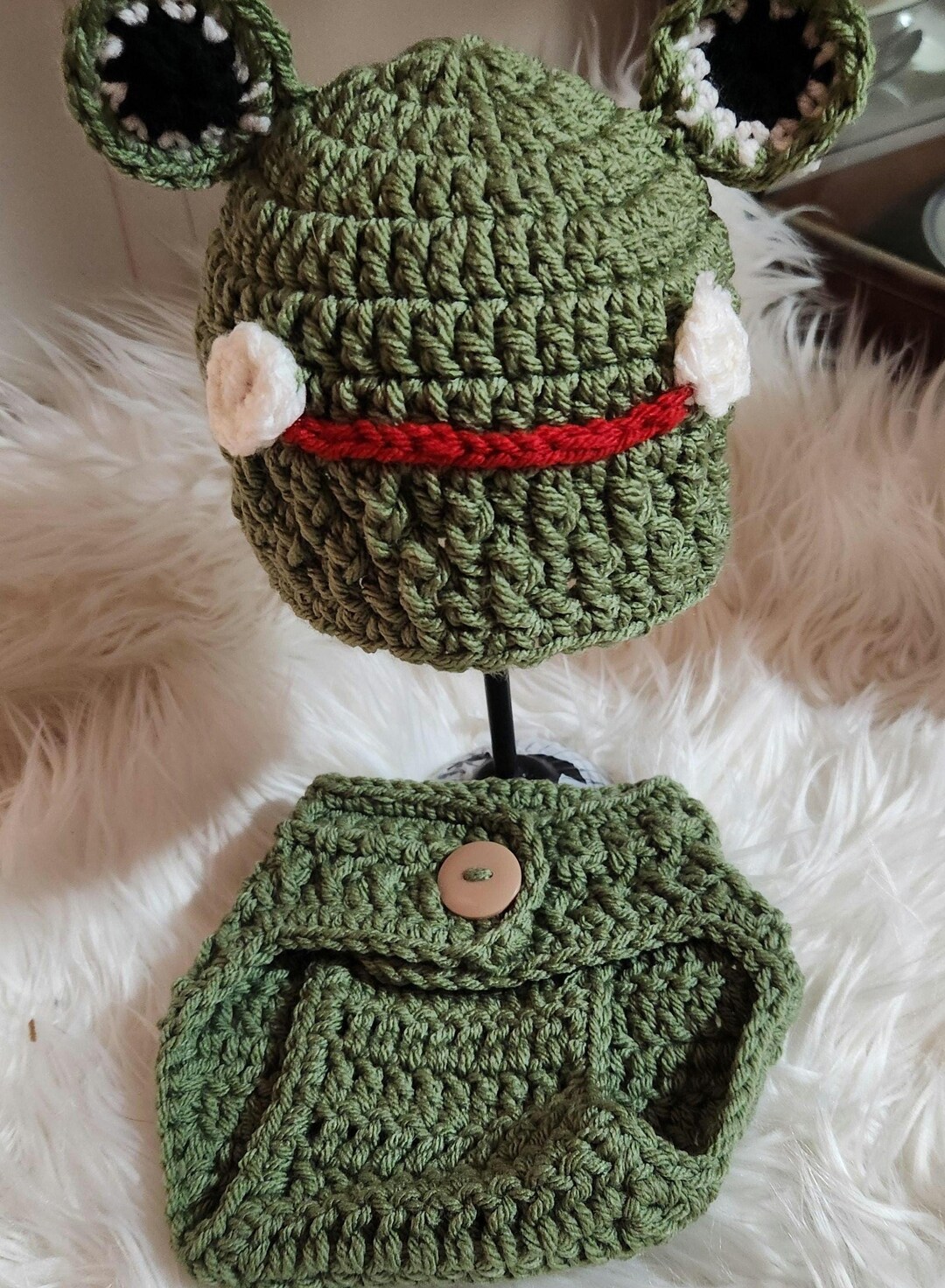 Green Crochet Baby Frog Diaper Gift Set. Handmade Baby Shower Gift ...