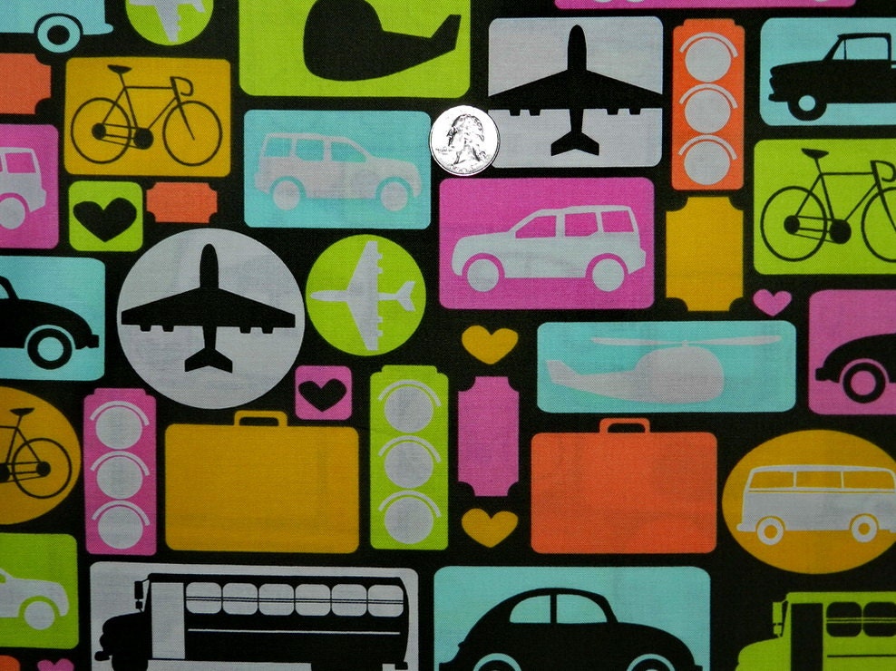 Transportation Blocks Fabric by the Yard - Etsy