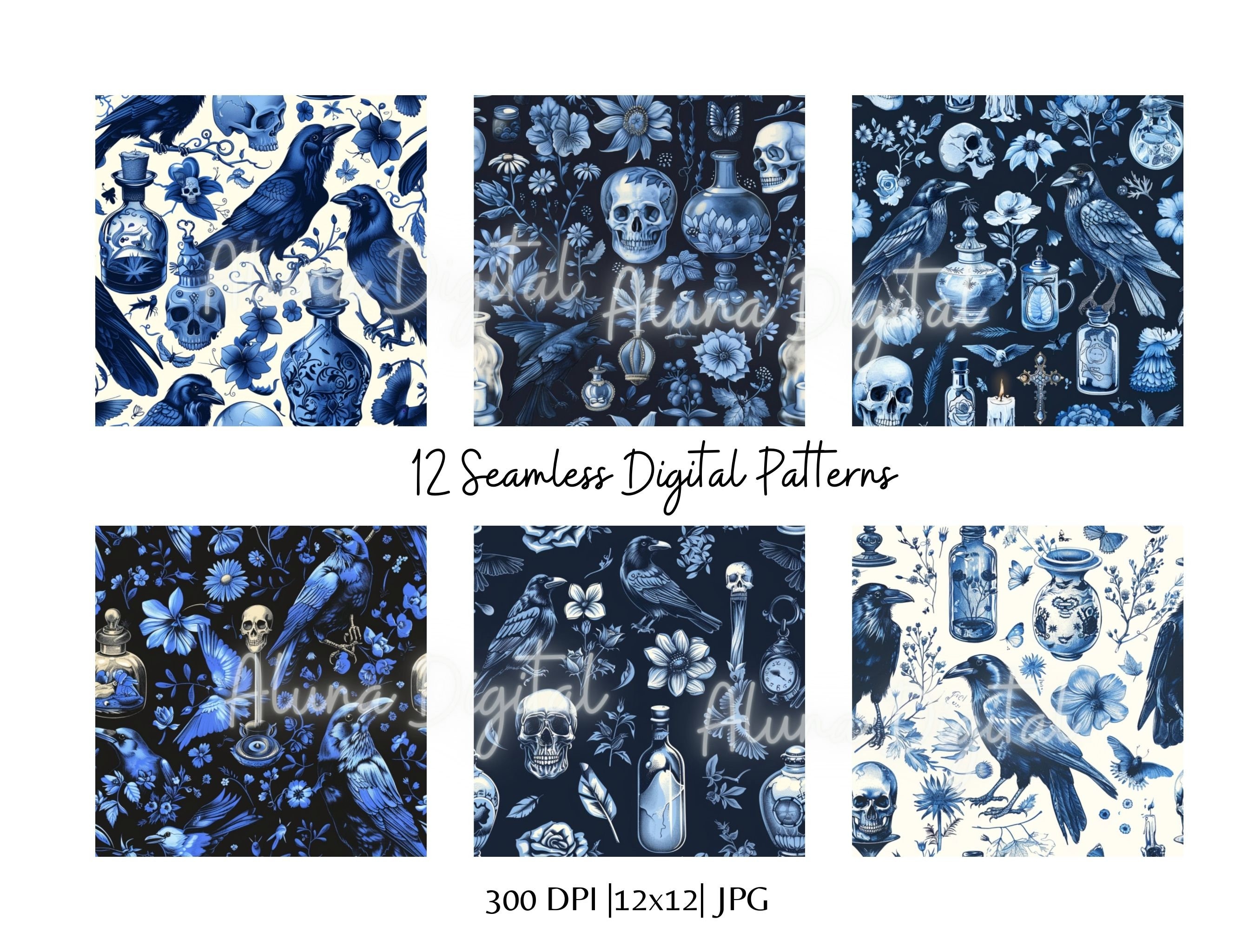 Blue Romantic Goth Digital Papers, Romantic Goth Digital Paper ...