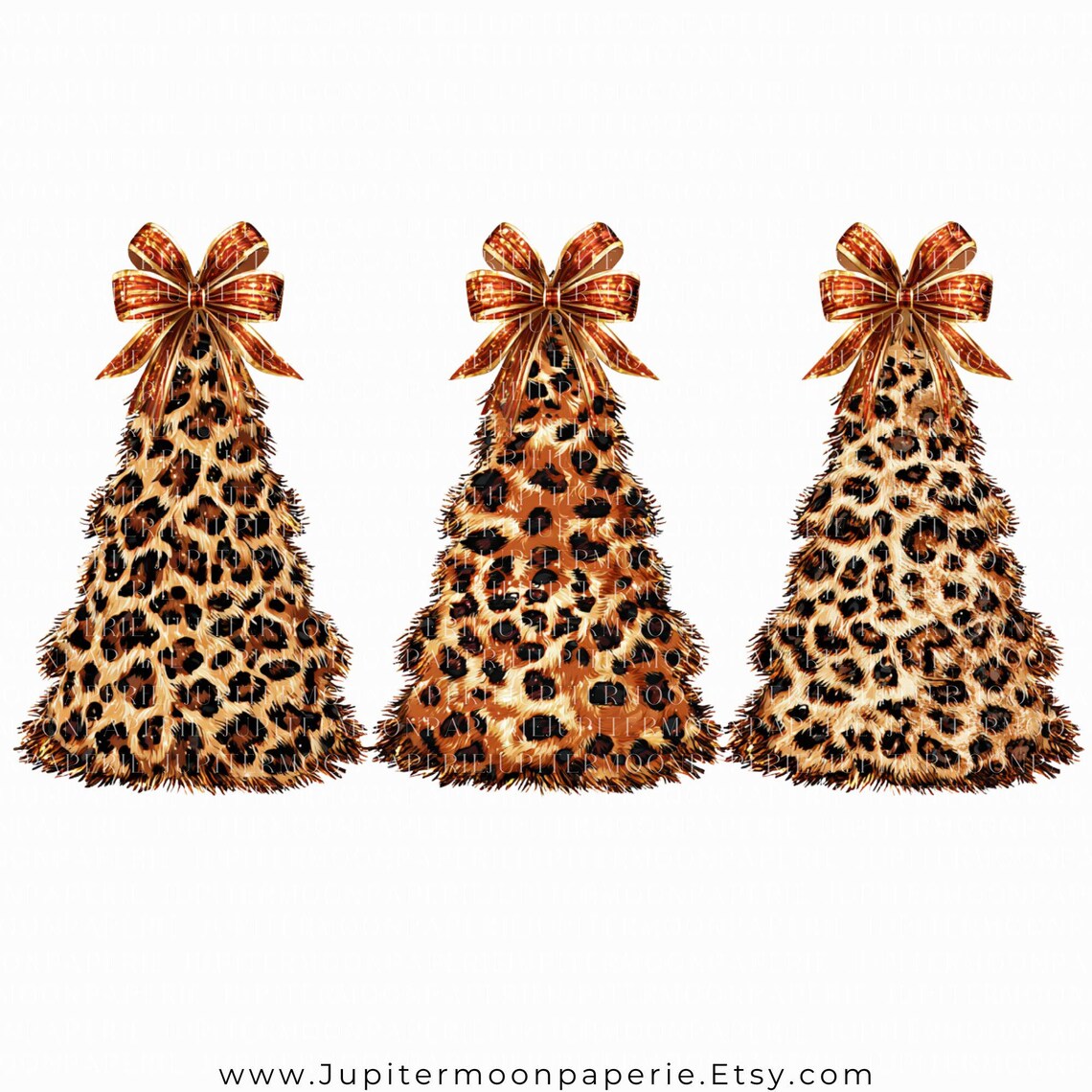 Leopard Print Christmas Tree Clipart: Glam Holiday PNG (digital ...