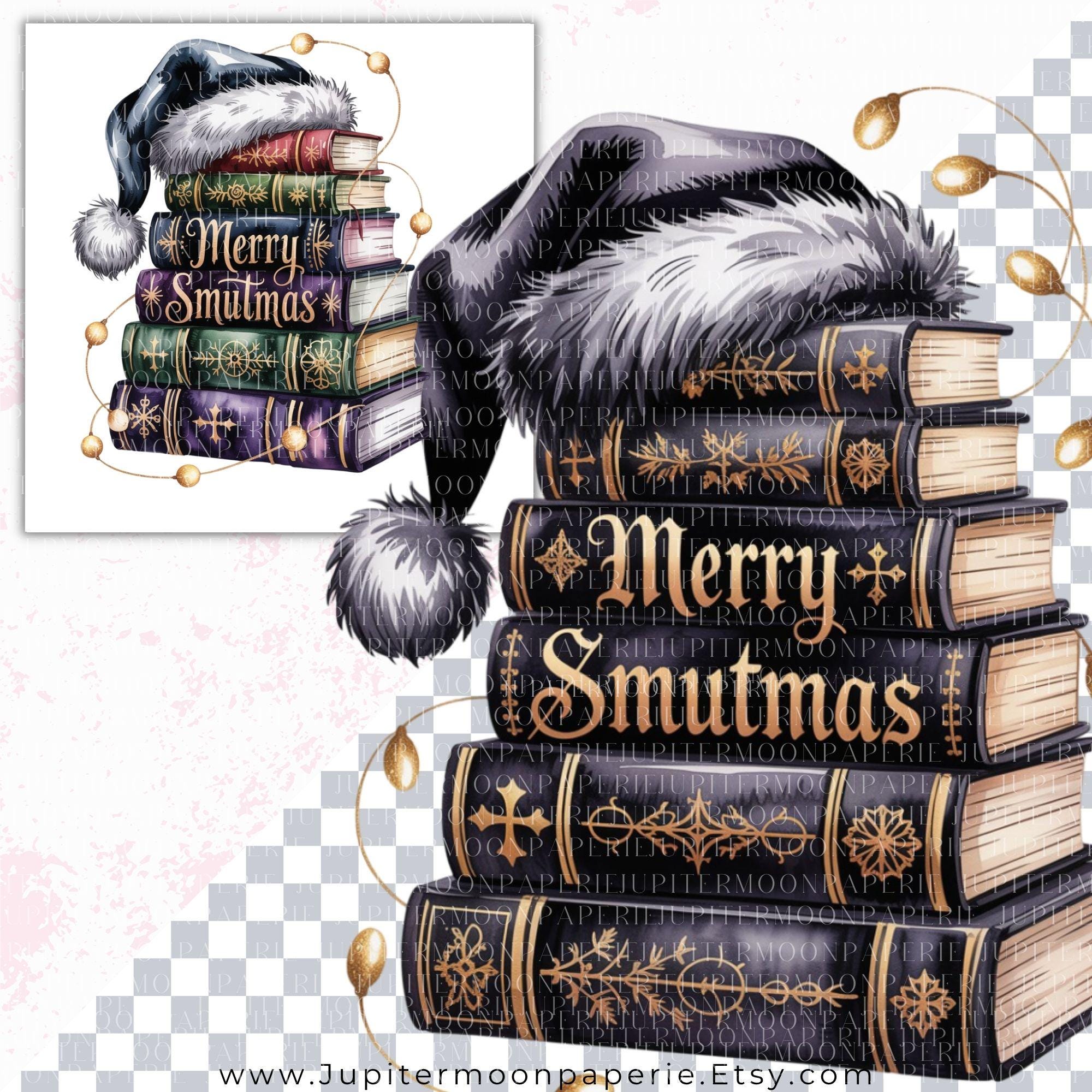 Merry Smutmas Books PNG Bundle, Dark Academia Gothic Christmas Book ...