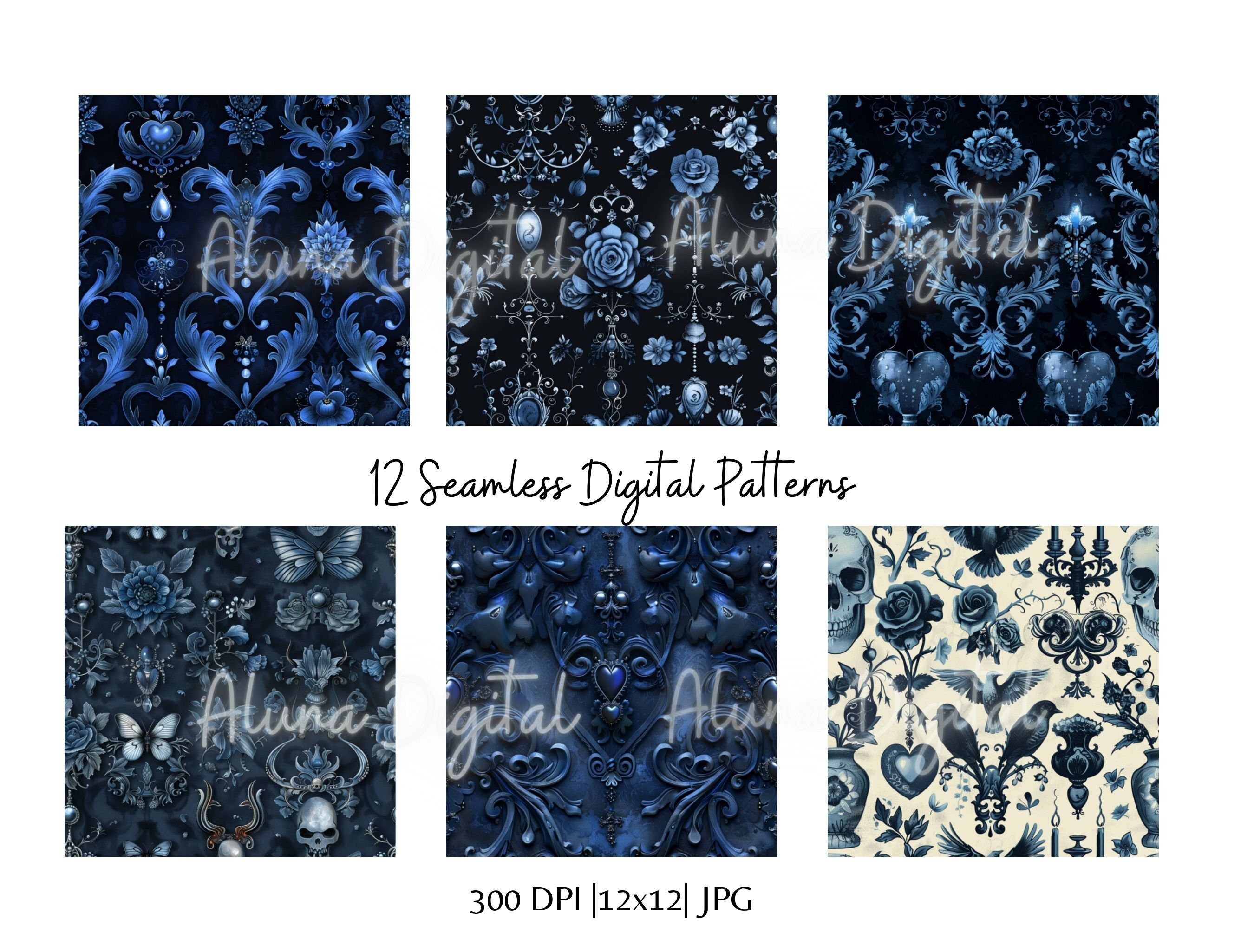 Blue Romantic Goth Digital Papers, Romantic Goth Digital Paper ...
