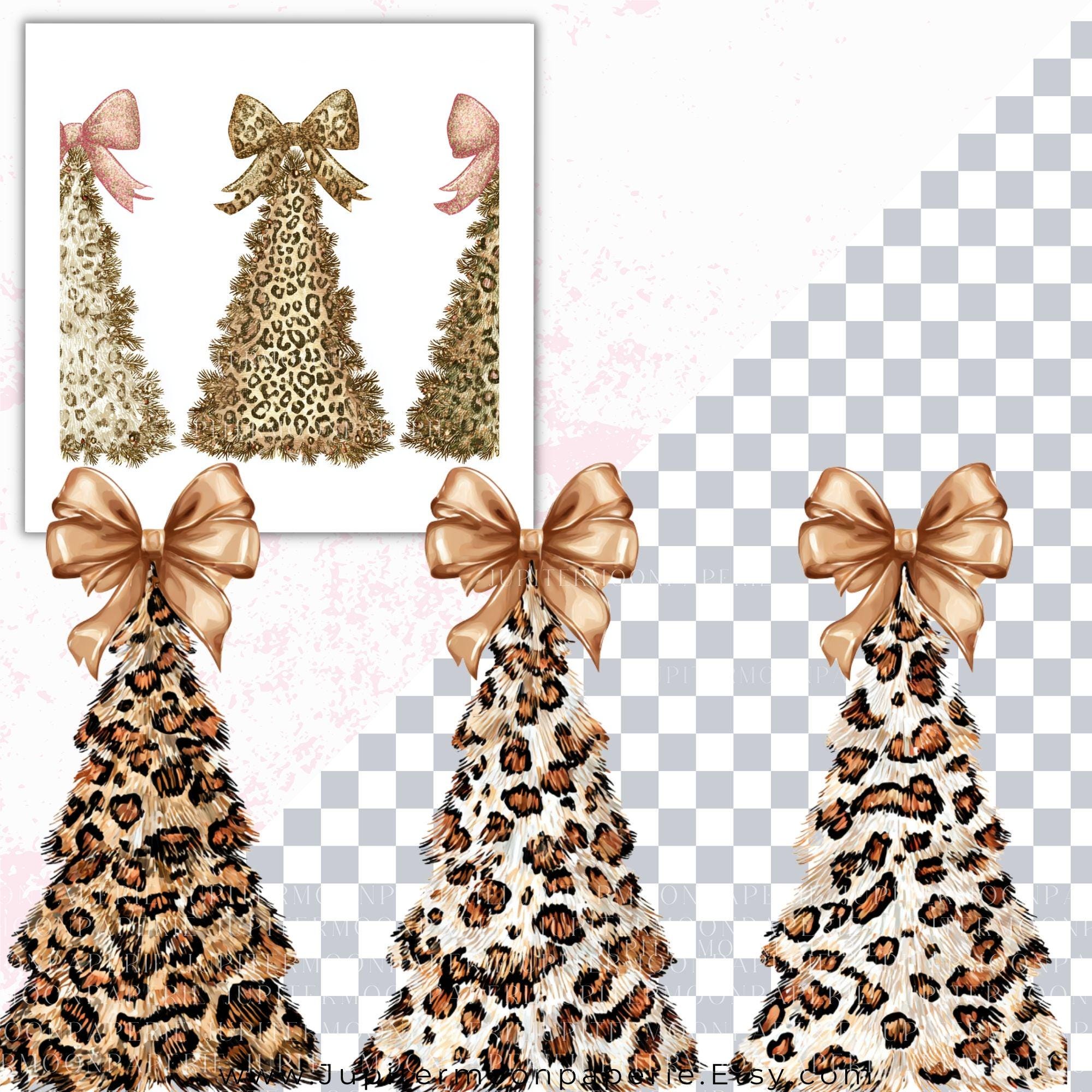 Leopard Print Christmas Tree Clipart: Glam Holiday PNG (digital ...