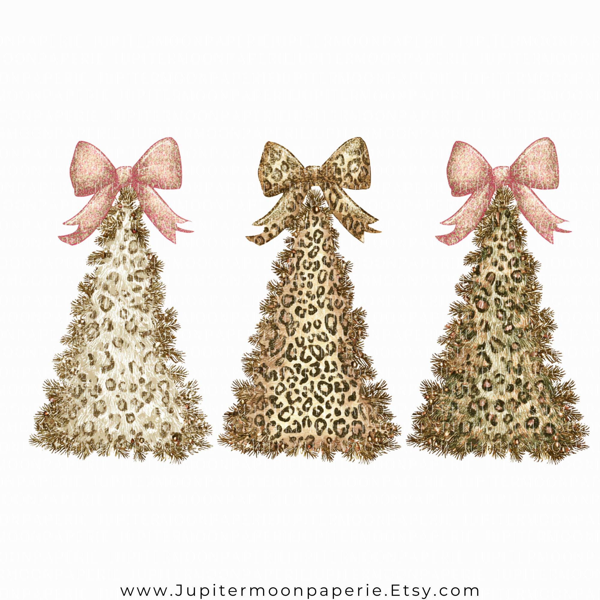 Leopard Print Christmas Tree Clipart: Glam Holiday PNG (digital ...