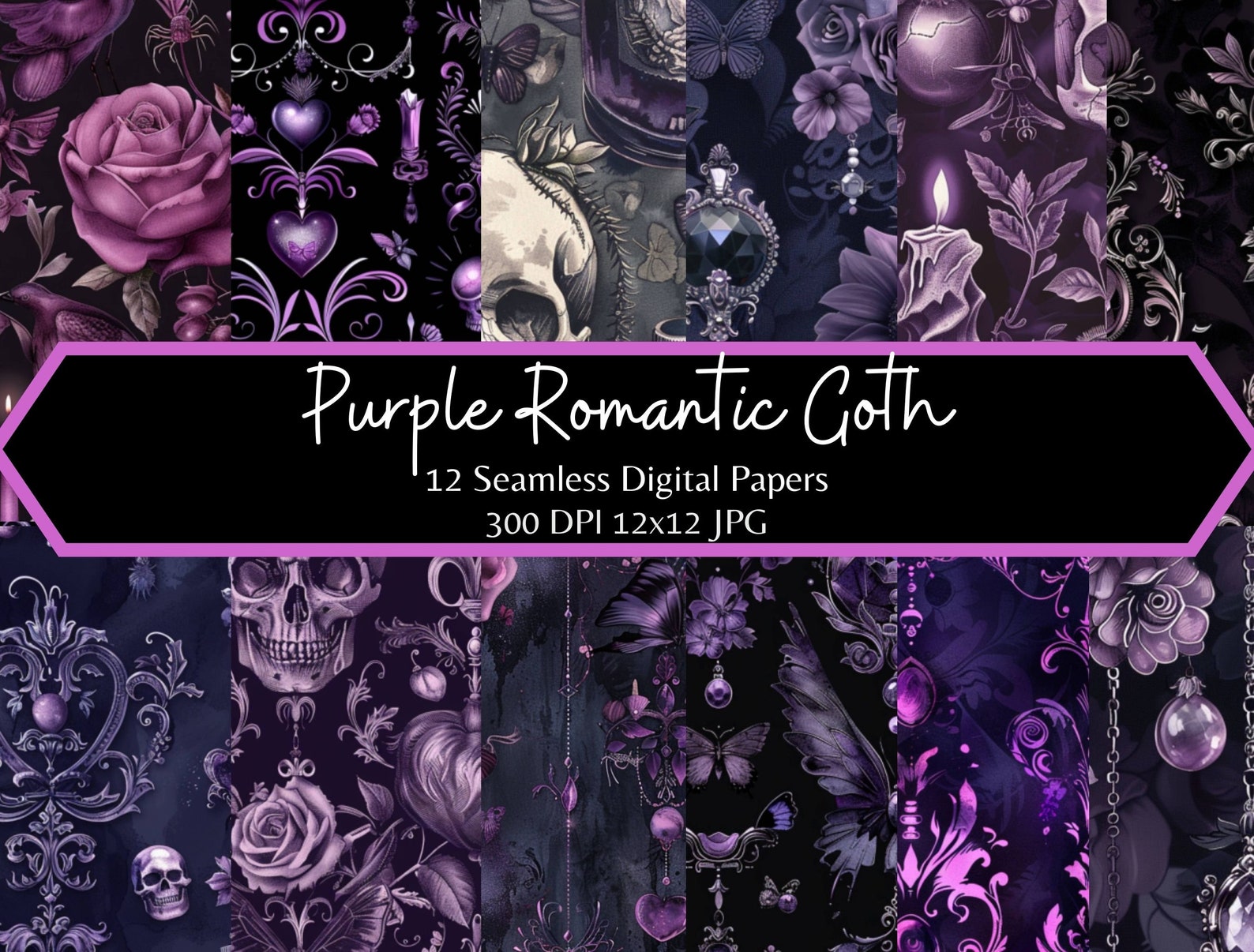Purple Romantic Goth Digital Papers, Romantic Goth Digital Paper ...