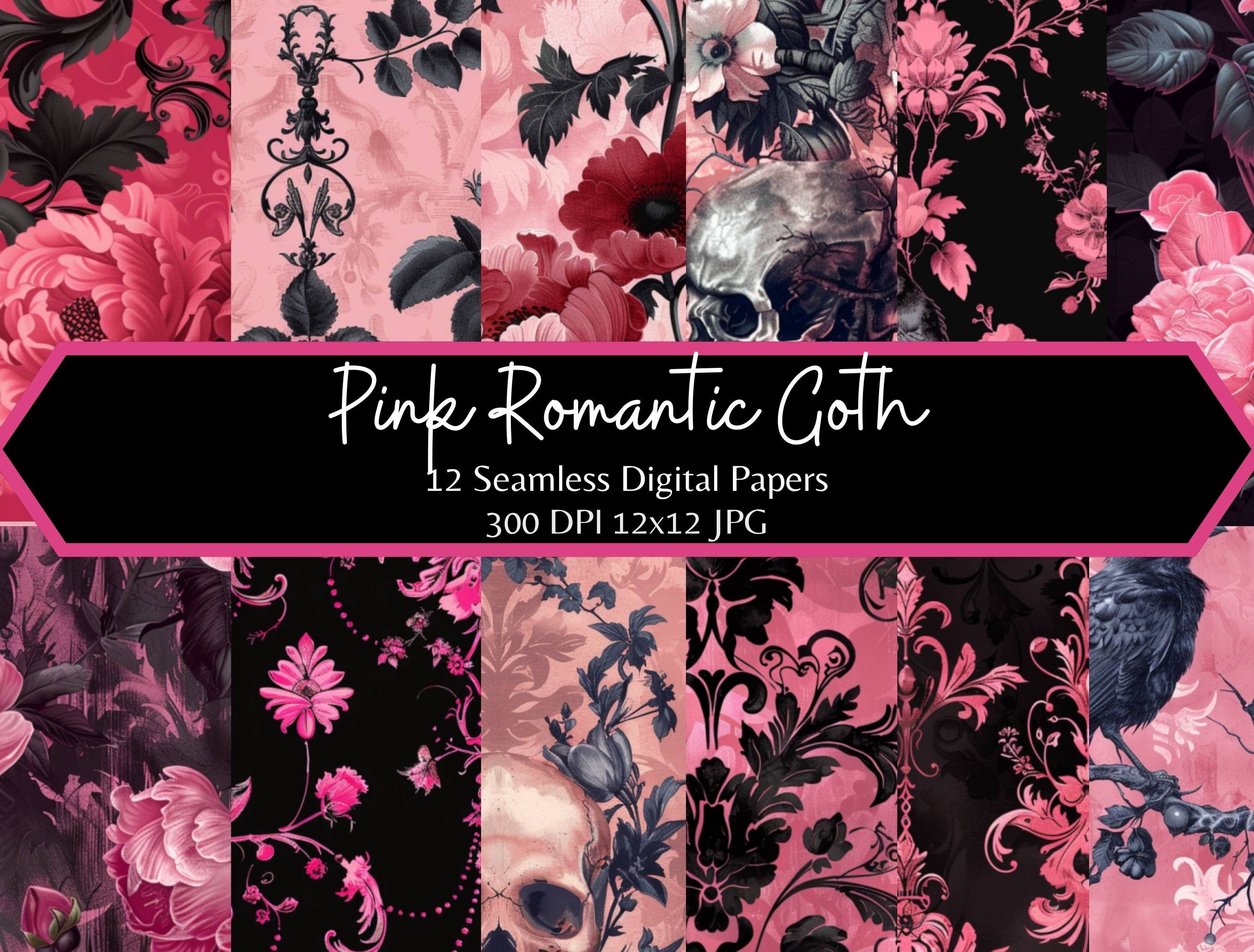 Pink Romantic Goth Digital Papers, Romantic Goth Digital Paper ...