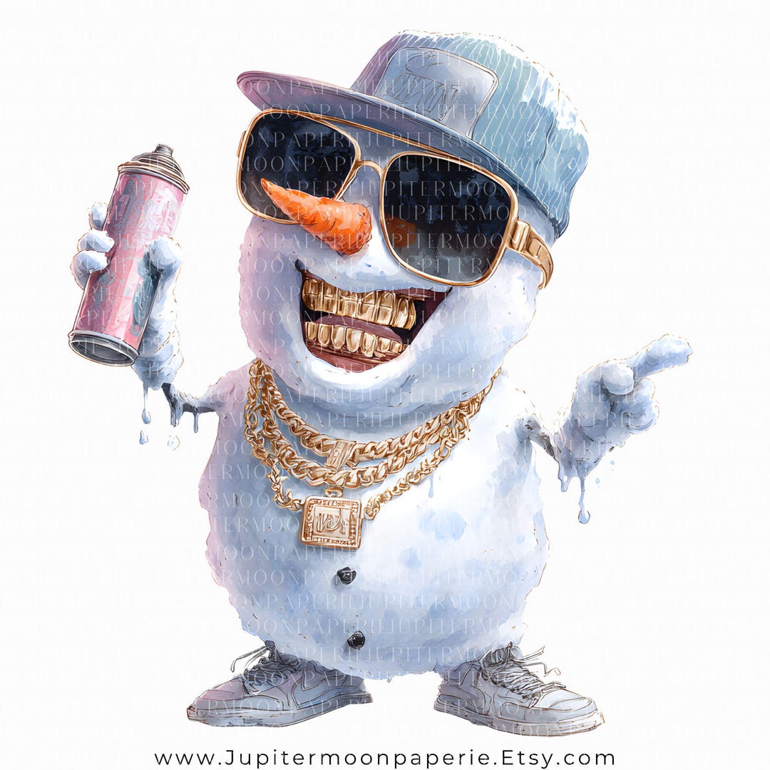 Gangster Snowman PNG Bundle, Graffiti Clipart, Winter Designs (300 DPI ...
