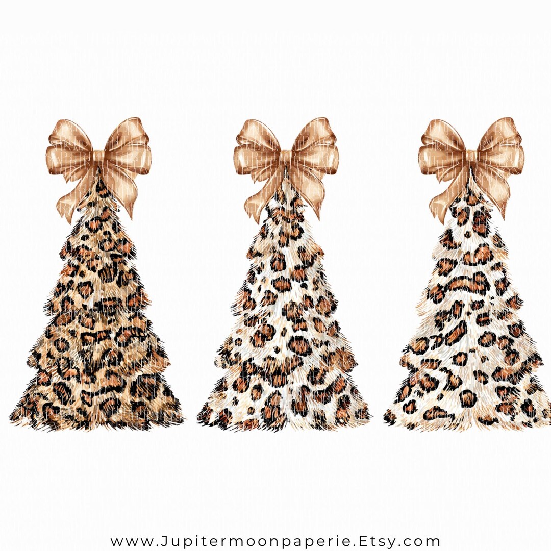 Leopard Print Christmas Tree Clipart: Glam Holiday PNG (digital ...