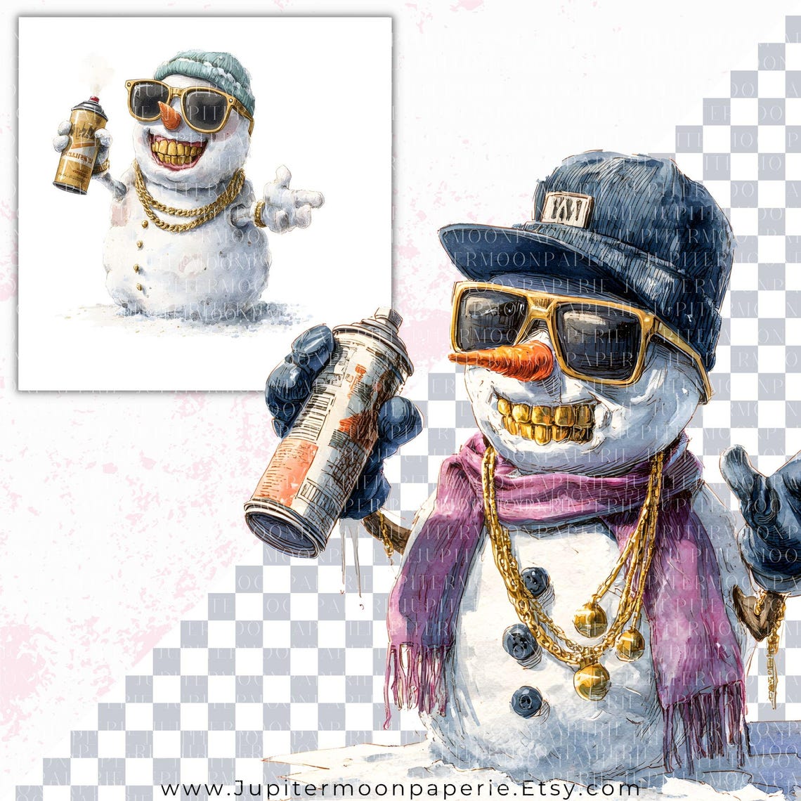 Gangster Snowman PNG Bundle, Graffiti Clipart, Winter Designs (300 DPI ...