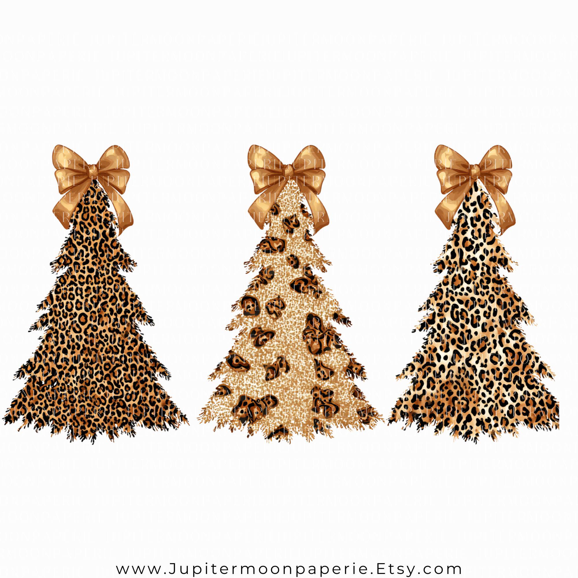 Leopard Print Christmas Tree Clipart: Glam Holiday PNG (digital ...