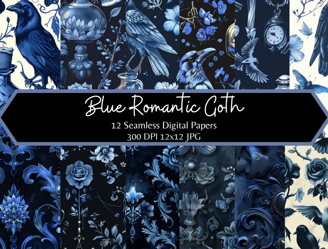 Blue Romantic Goth Digital Papers, Romantic Goth Digital Paper ...