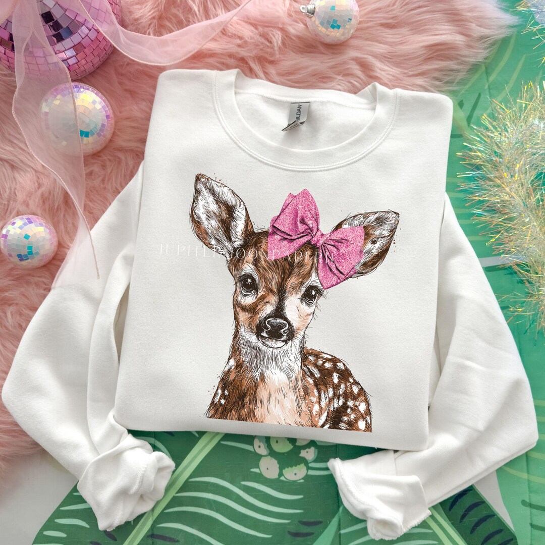 Pink Glitter Bow Deer Clipart: Girly Woodland Fawn PNG Bundle - Etsy