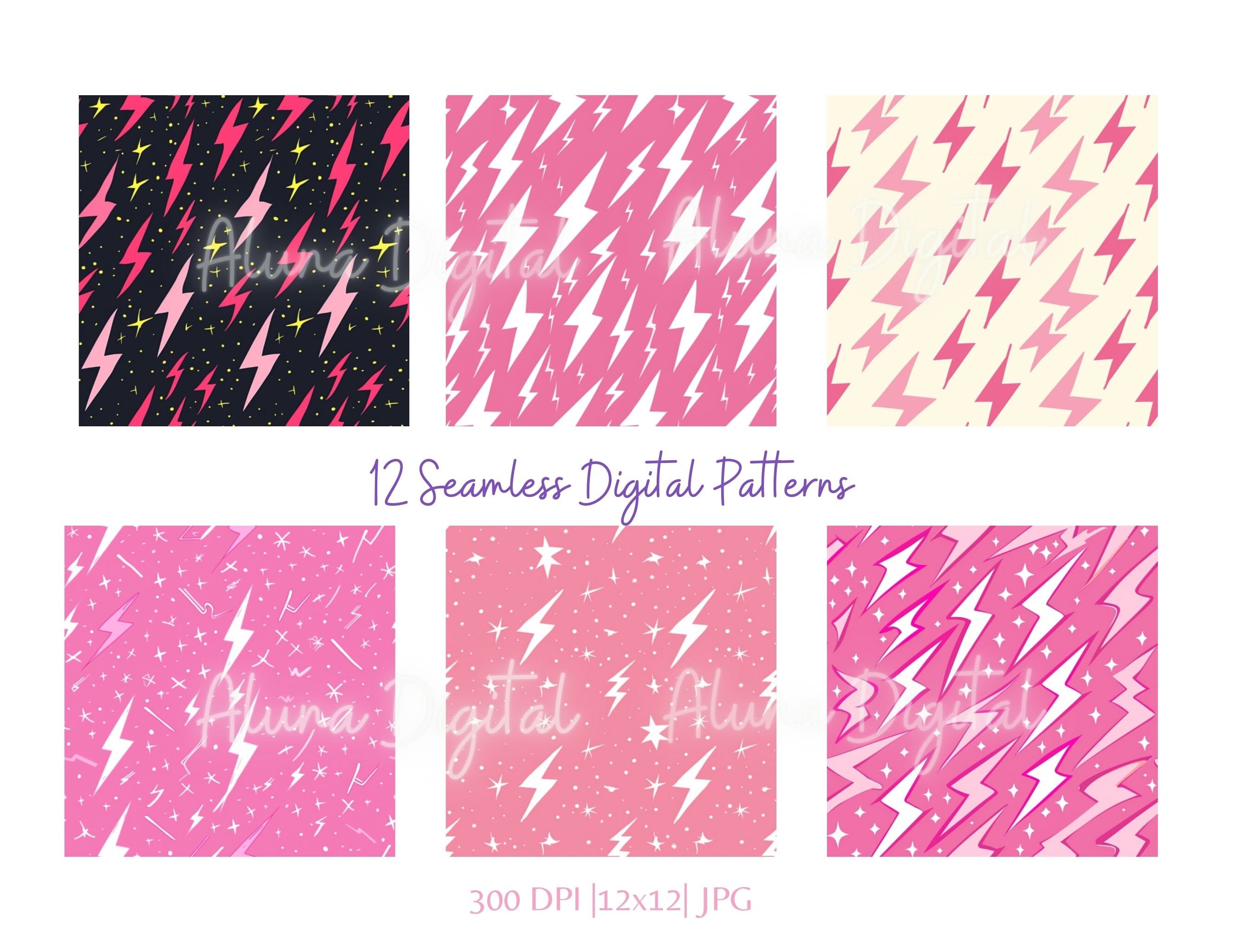 Pink Doodle Lightning Bolt Digital Papers, Lightning Digital Paper ...