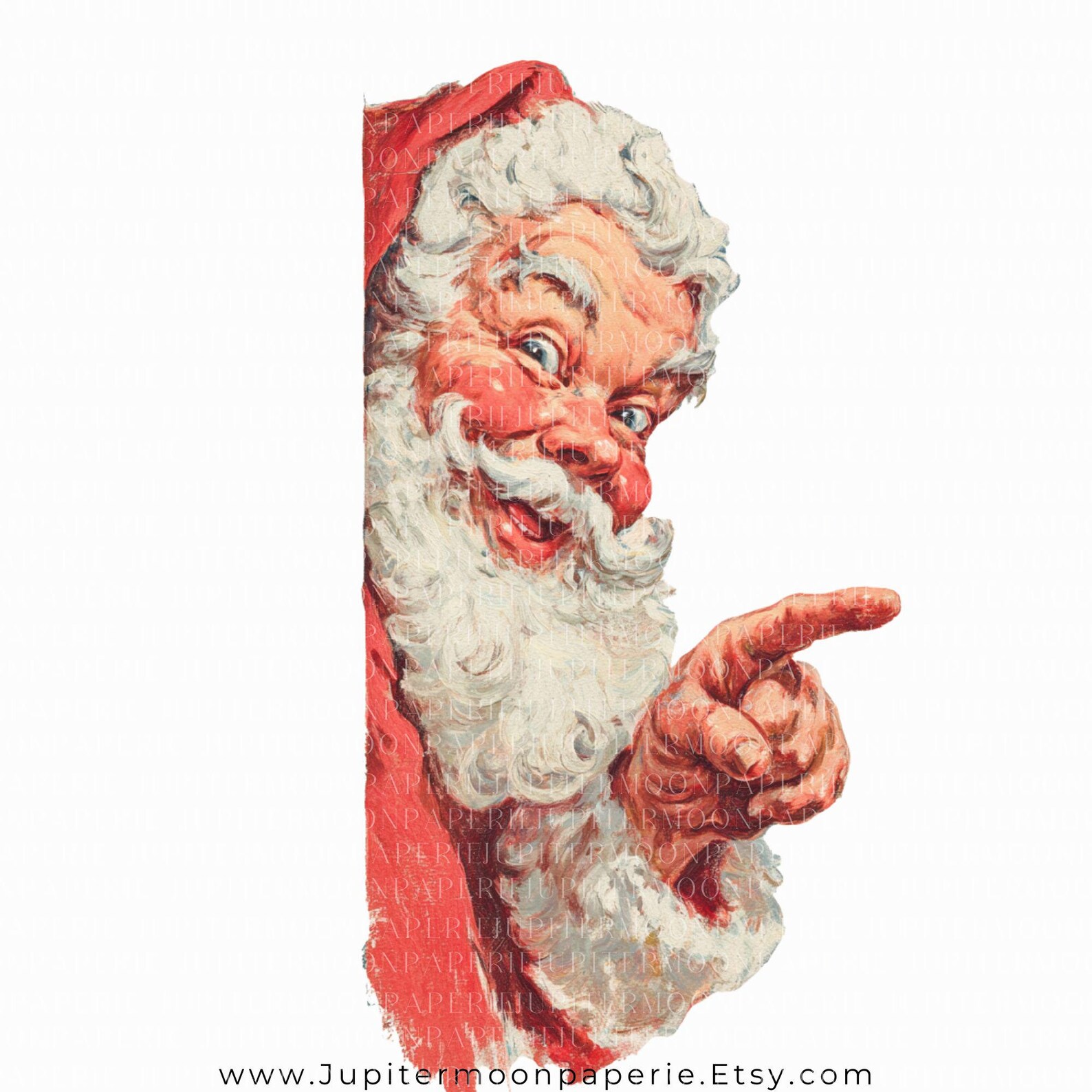 Vintage Peeking Santa Clipart, Retro Christmas PNG Bundle (digital ...