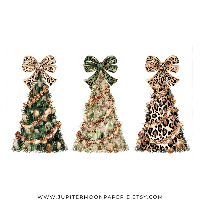 Leopard Print Christmas Tree Clipart: Glam Holiday PNG (digital ...