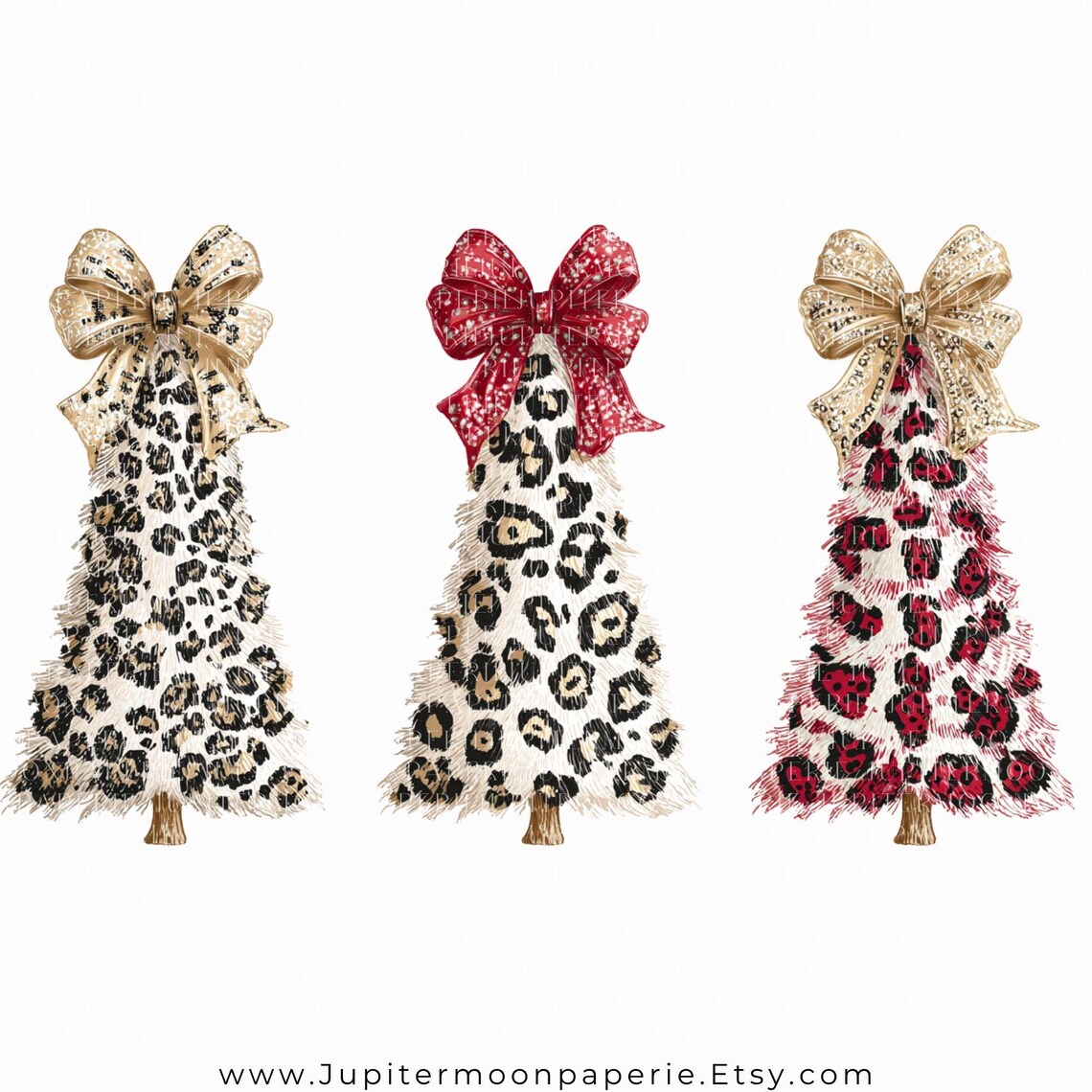 Leopard Print Christmas Tree Clipart: Glam Holiday PNG (digital ...