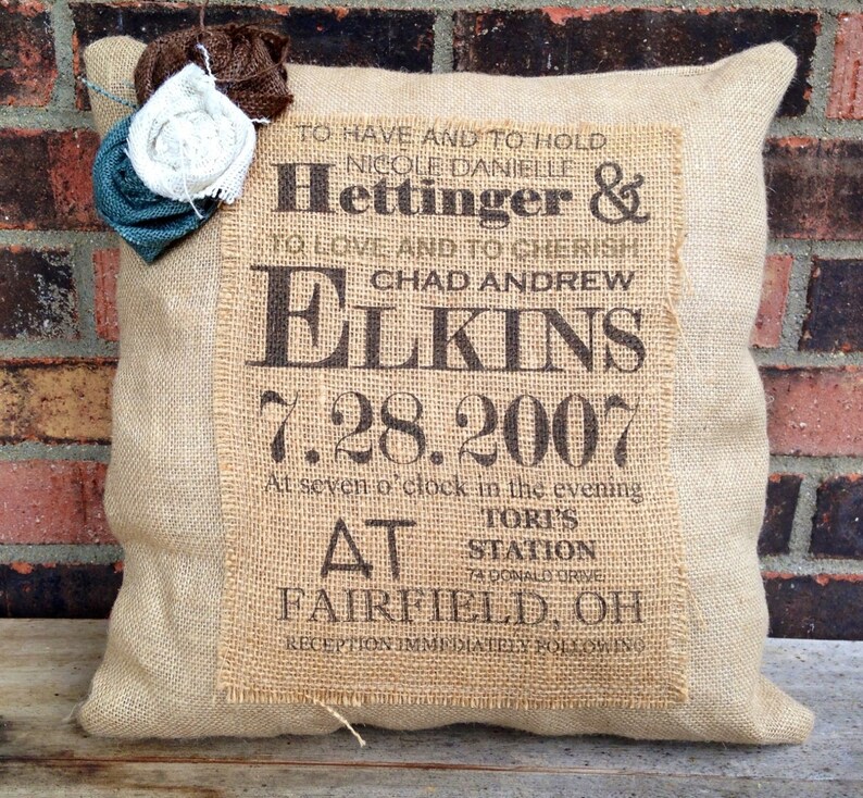 Custom Wedding Gift/burlap Wedding Pillow - Etsy Custom Wedding Gift/burlap Wedding Pillow - Etsy