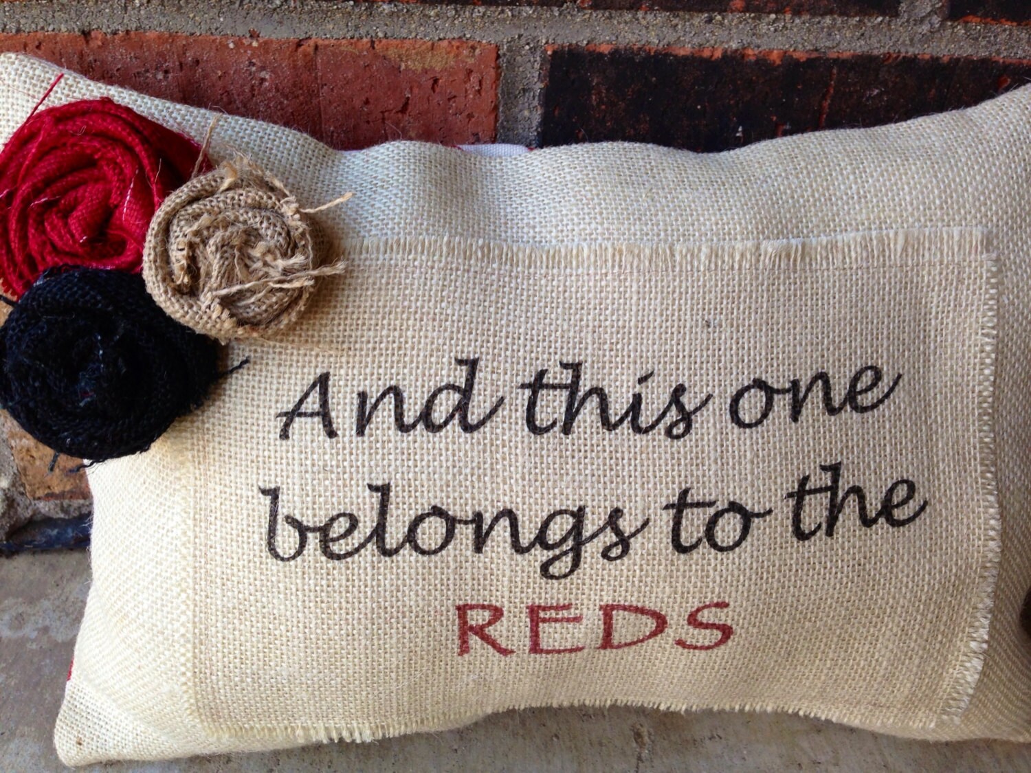 Cincinnati Reds Burlap/red Chevron Pillow - Etsy