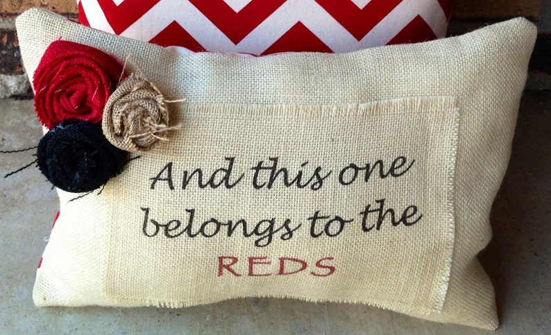 Cincinnati Reds Burlap/red Chevron Pillow - Etsy
