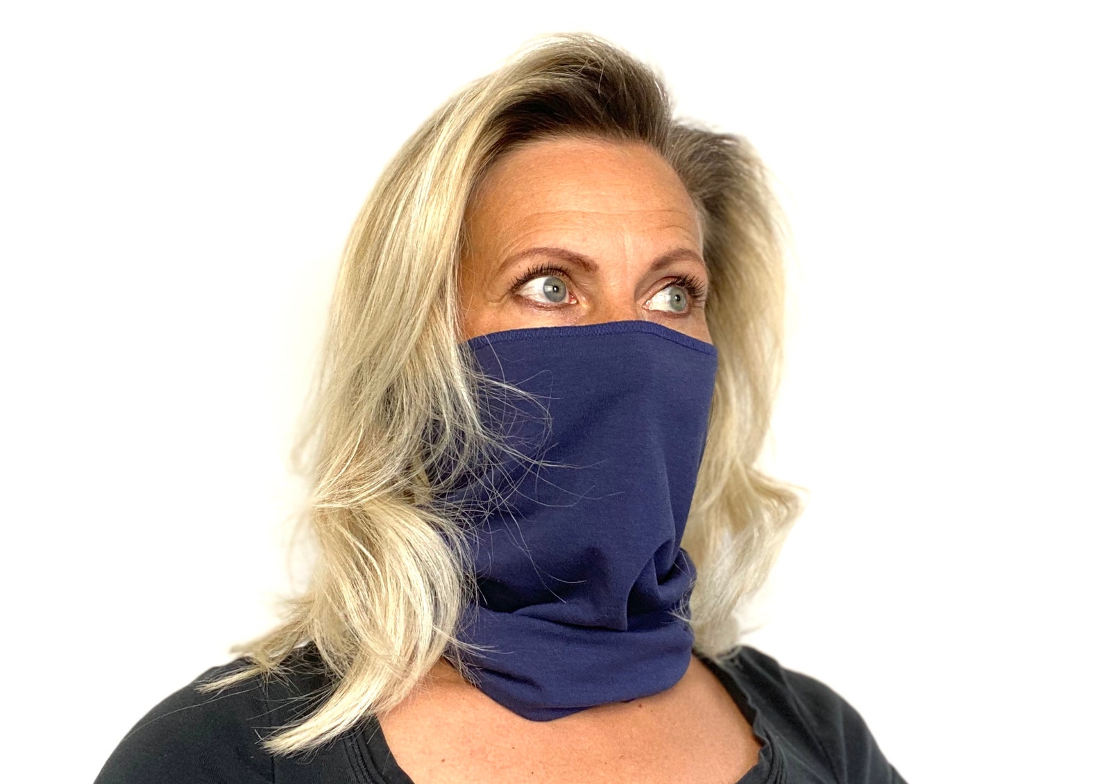 Neck sock nose-mouth scarf loop cloth cotton jersey two-tone | Etsy