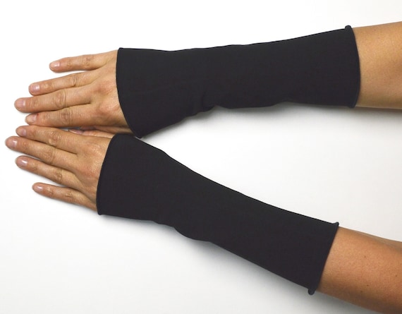 Cuffs black Hand Gauntlets Arm WarmerHand warmer Cotton Jersey | Etsy