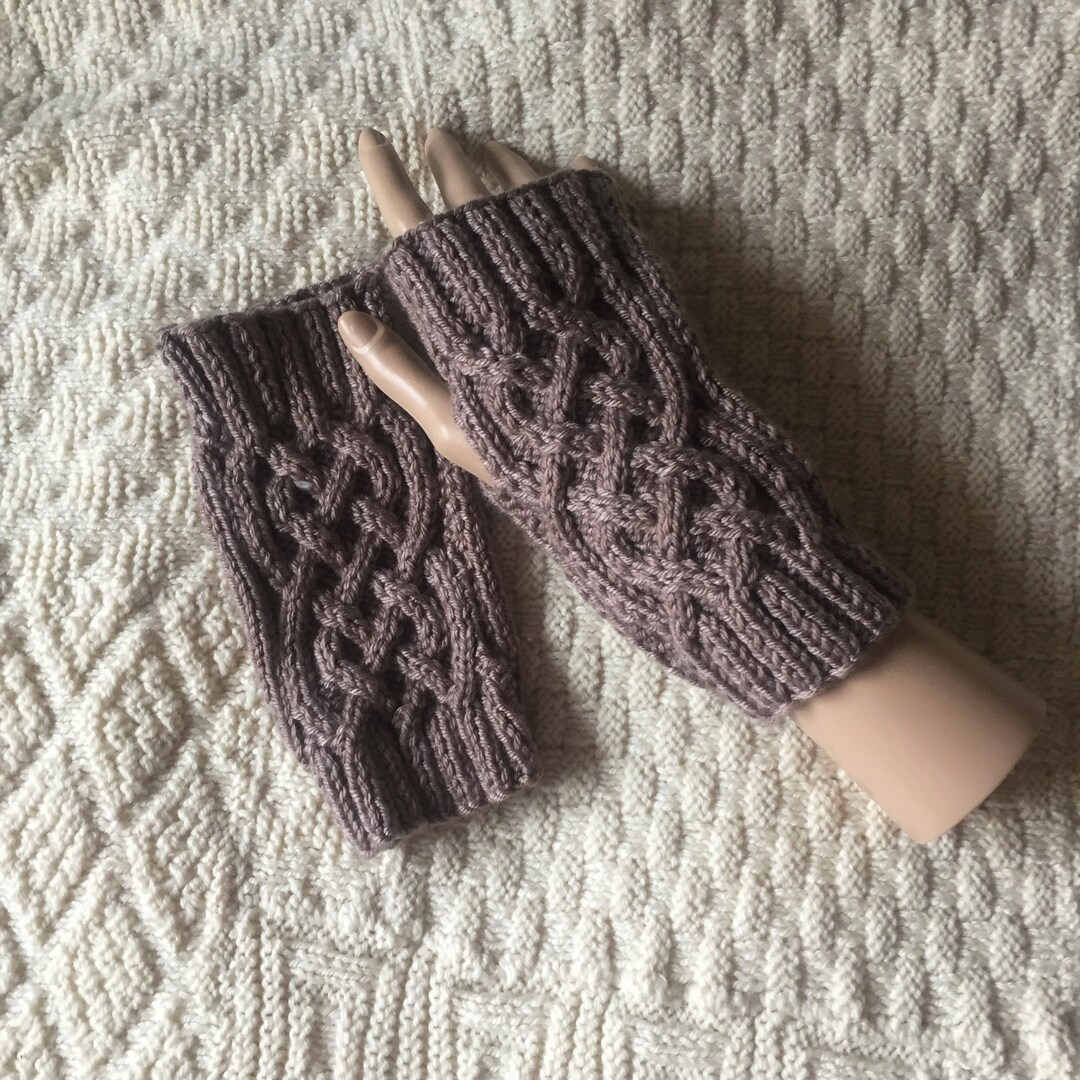 Short Celtic Plait Wrist Warmers, Fingerless Gloves, Cosy Winter ...