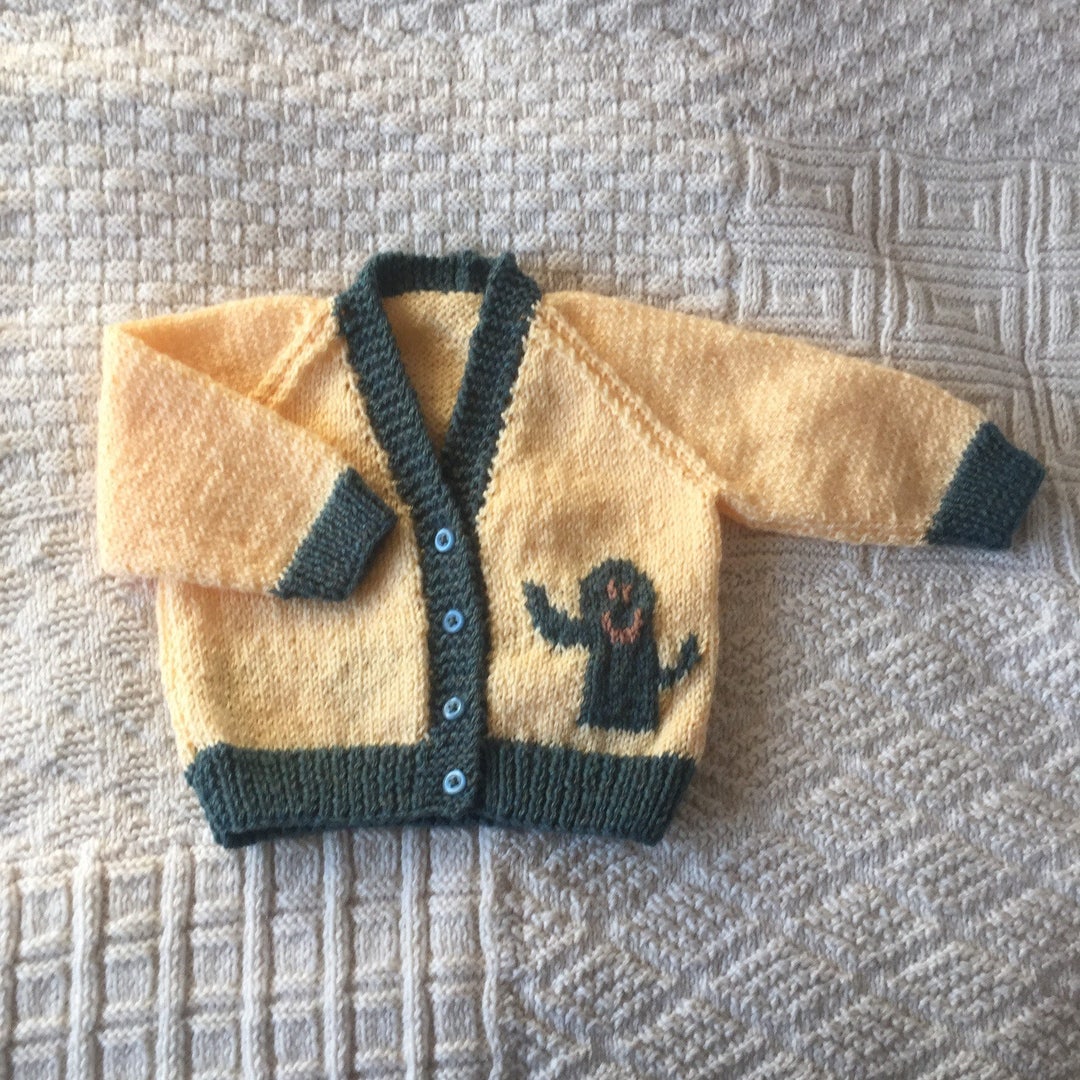 Cute Cactus Cardigan, Hand Knitted Cardigan, Yellow Baby Cactus Top ...