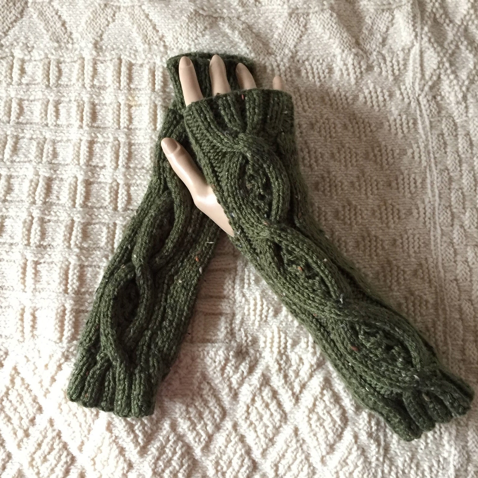 Hand Knitted Gauntlet Style Arm Warmer Winter Gloves Cable - Etsy