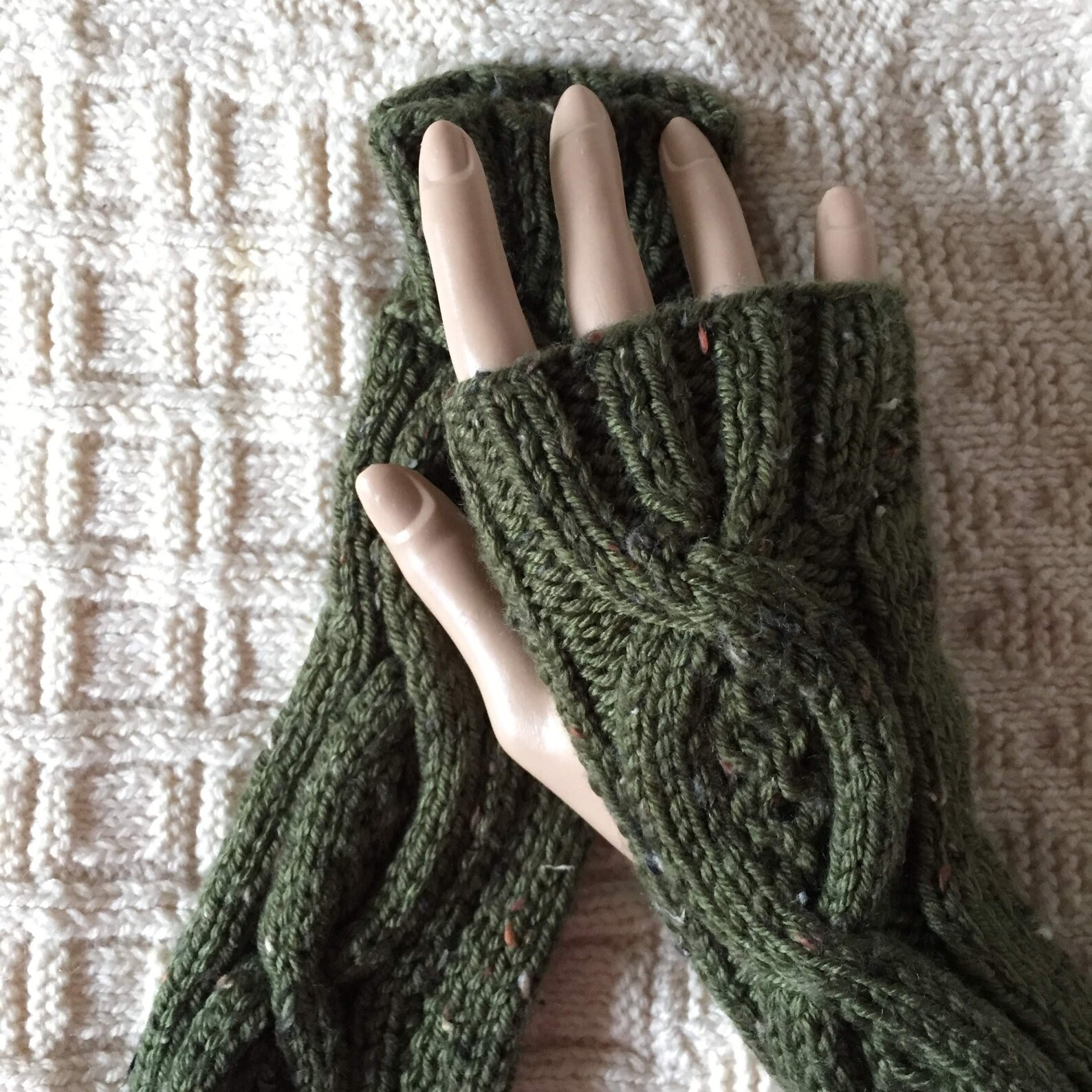 Hand Knitted Gauntlet Style Arm Warmer Winter Gloves Cable - Etsy
