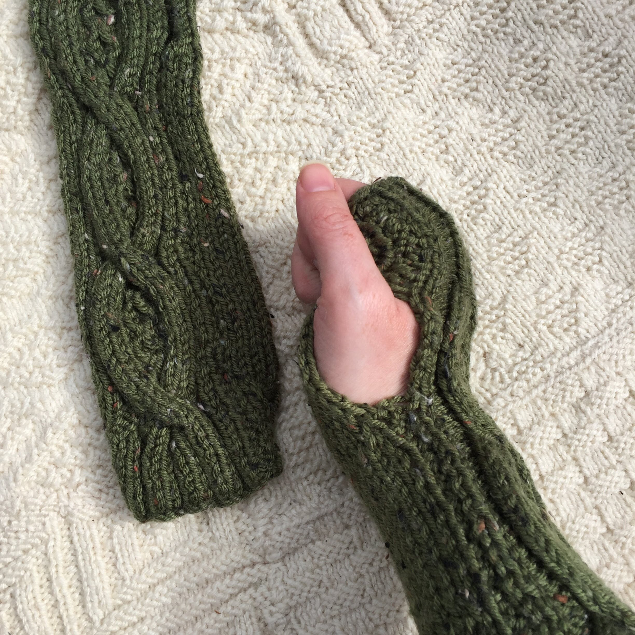 Hand Knitted Gauntlet Style Arm Warmer Winter Gloves Cable - Etsy