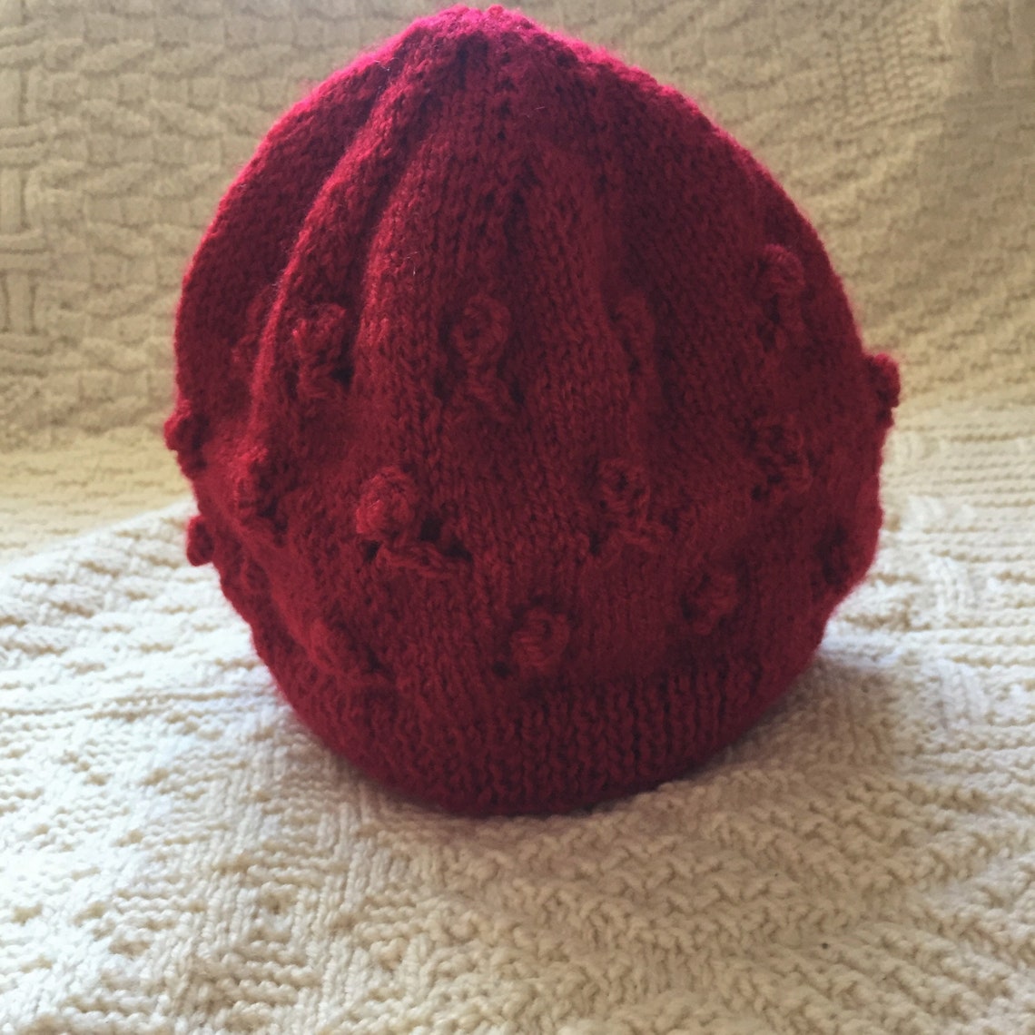 Hand knitted rose pattern hat red winter hat knitted ladies | Etsy