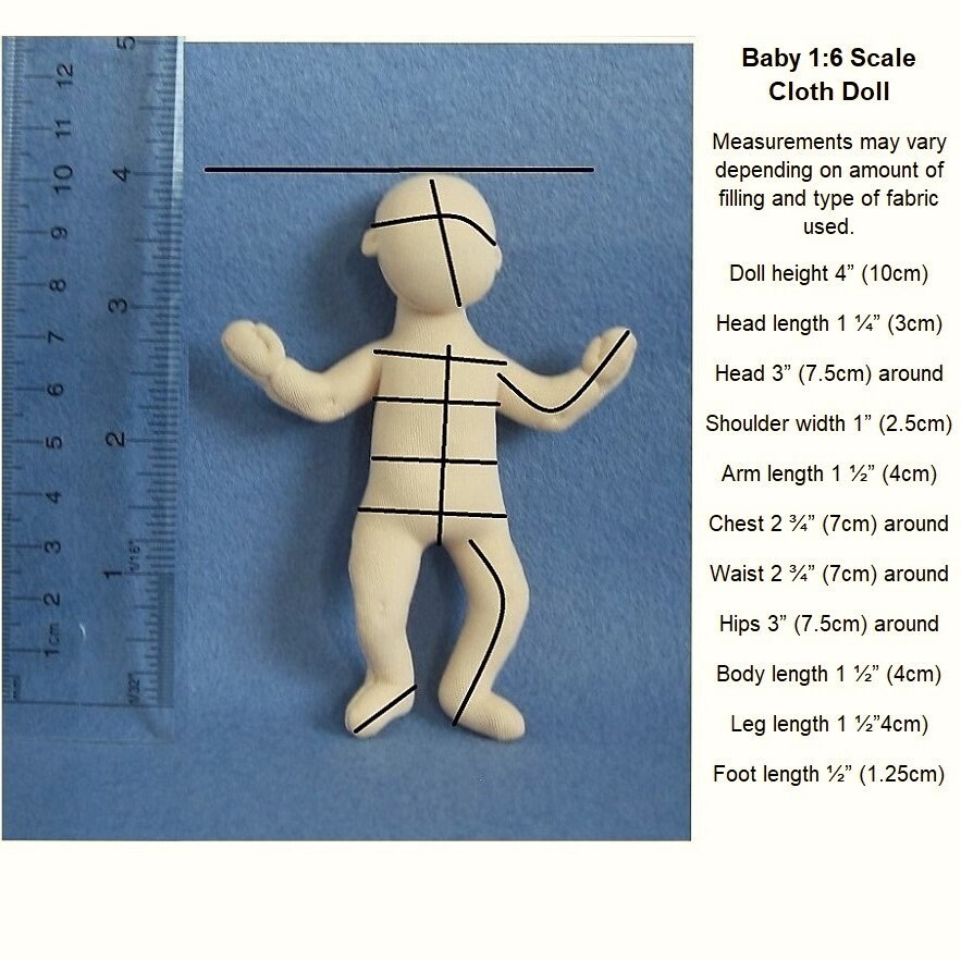 PDF Sewing Pattern 1:6 Scale 4 Baby 10 Cm Cloth Doll - Etsy