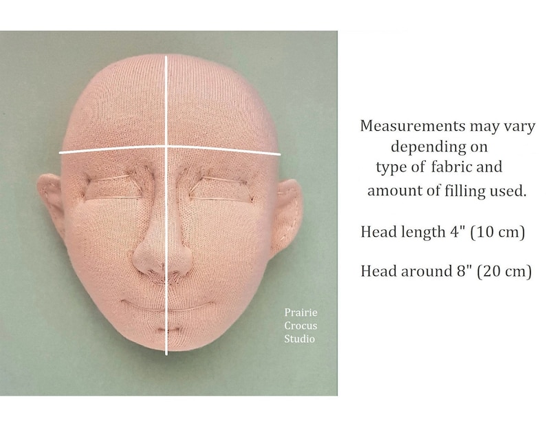 PDF Sewing Pattern 1:3 Scale Cloth Doll Head 4 High 10 - Etsy