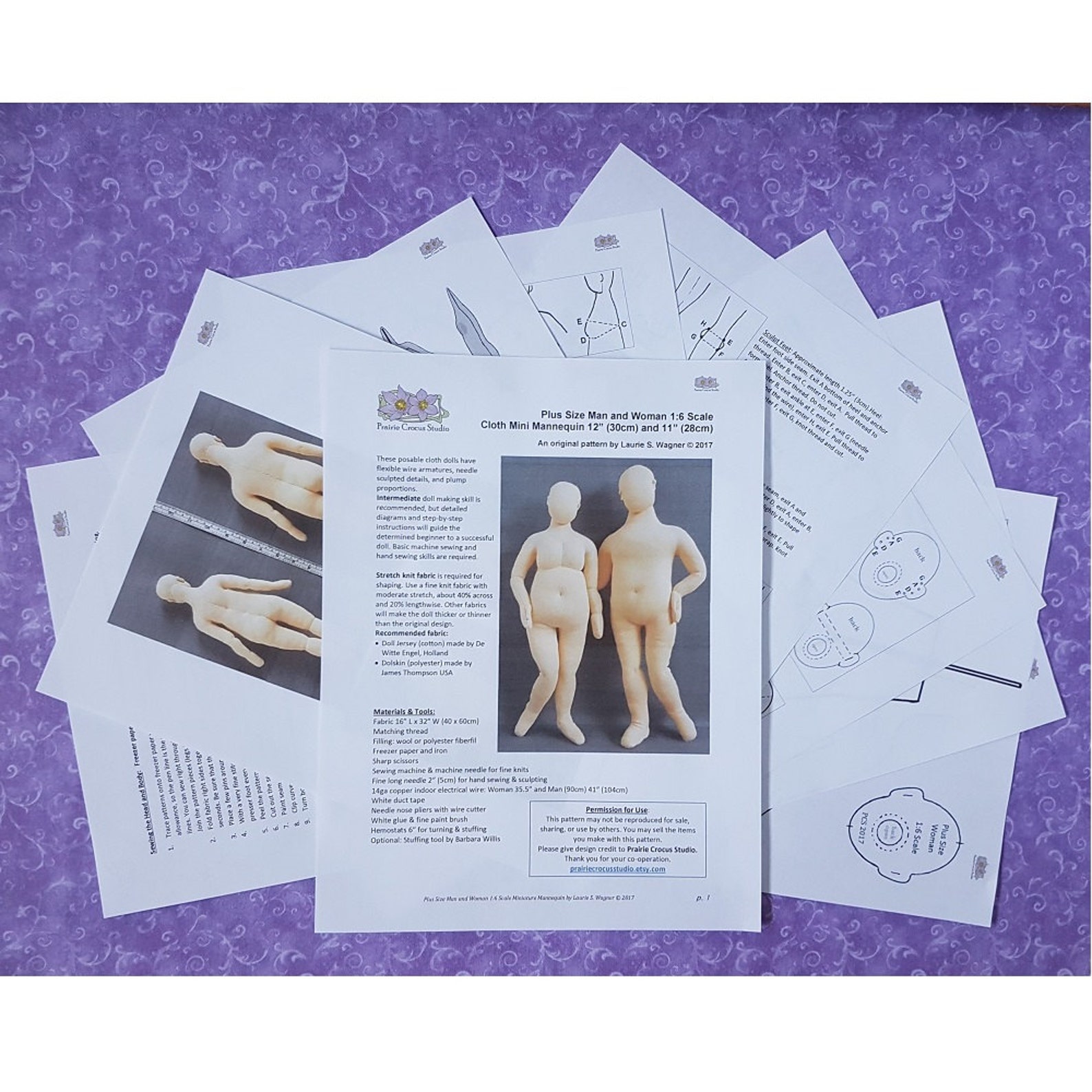 PDF Sewing Pattern 1:6 Scale Cloth Dolls DIY Plus Size Man - Etsy