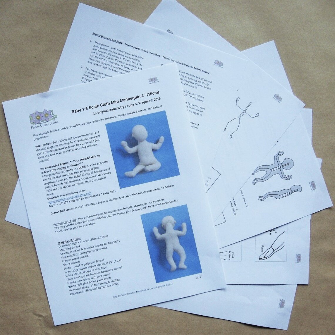 PDF Sewing Pattern 1:6 Scale 4 Baby 10 Cm Cloth Doll - Etsy