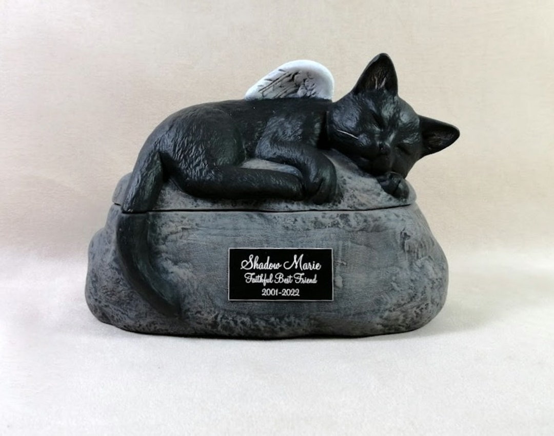 Ceramic Engraved and Custom Painted Short Haired Cat Cremation Urn With ...