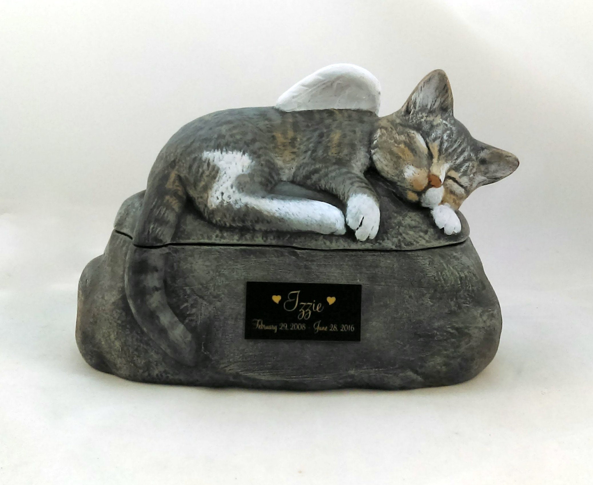 Ceramic Engraved Painted Cat Cremation Urn With Plastic Name - Etsy Canada