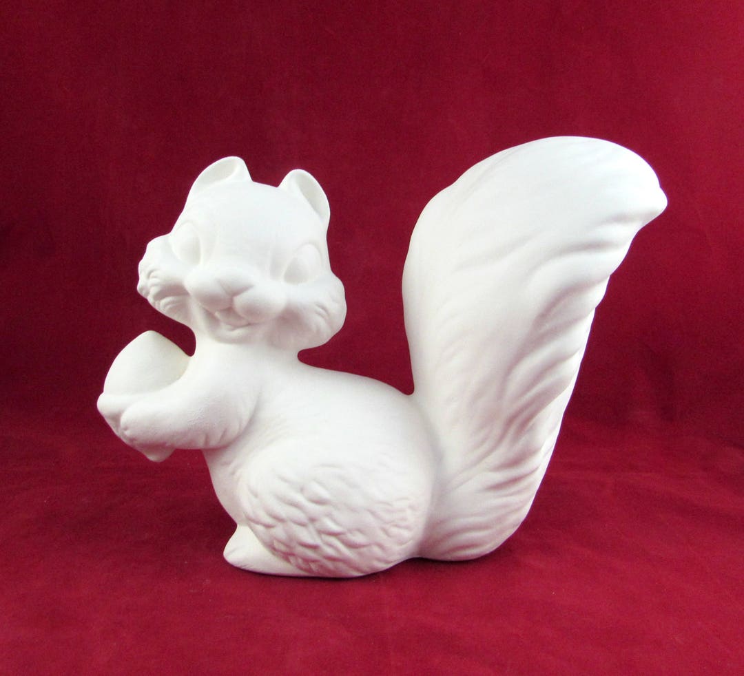 Ceramic Ready to Paint Cute Squirrel With an Acorn - 7 Inches - Ceramic ...